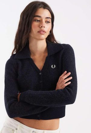 Fred Perry gilet &agrave; col bross&eacute; bleu marine