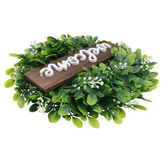 Angoily Willkommensschild T&uuml;rkranz Gr&uuml;n K&uuml;nstlicher Eukalyptus Kranz mit Holzschild H&auml;ngende Wanddekoration f&uuml;r Haust&uuml;r Festliche Girlande f&uuml;r Hochzeit und Pa