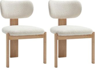 Vente-Unique Vente-unique - Lot de 2 chaises en tissu bouclette et bois dh&eacute;v&eacute;a - Blanc - wilana