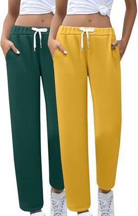Generic Lot de 2 Pantalon De Running Femme Chic &Eacute;t&eacute; Pant Longue Stretch Tendance Comfy Streetwear D&eacute;tente Mode Costume Classique Basique Taille Elastique 2026