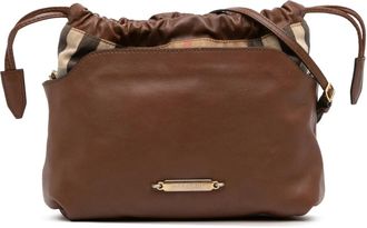 Burberry Hobo Bags - House Check Canvas and Calfskin Little Crush Cross - Gr. unisize - in Braun - f&uuml;r Damen