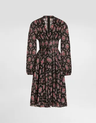 Dolce & Gabbana Kleid Aus Chiffon Mit Einem Print Mit Kleinen Blumensträußen - Frau Kleider Mehrfarbig 42