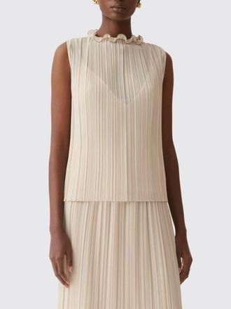 Fabiana Filippi Blouse pliss&eacute;e sans manches avec un &eacute;l&eacute;gant col &agrave; ruches