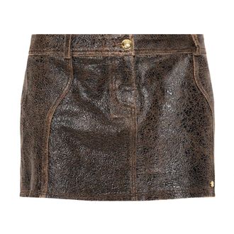 Amiri Mini-jupe en cuir - Femme - Jupes - Brun - Taille: 40 FR