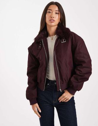 Cotton On Cotton ON - Astro - Bomber &agrave; col - Prune noble-Rouge