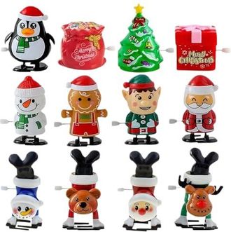 Generico Jouets de No&euml;l en corde - Mini figurines m&eacute;caniques | Assortiment de jouets pour f&ecirc;tes de saut &agrave; pied, jeu de festivals de No&euml;l, cadeaux mignons de bo