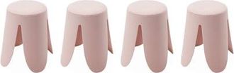 Sweeek Alices Home - Set de 4 tabourets empilables Rose pâle. Bouclette texturée. Niki. Ø30 / 44 x H46cm