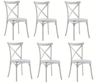 Far Far - Kit 6 Sedie Polipropilene Cucina Bar Ristorante Sedia Interno Esterno Bianco 412