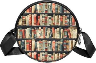 Generic Sac &agrave; bandouli&egrave;re rond pour femme, sac &agrave; bandouli&egrave;re r&eacute;tro avec fermeture &eacute;clair, bretelles r&eacute;glables, sac &agrave; main rond d&eacute;contract&eacute; pour femmes et fill