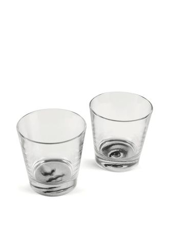 Fornasetti lot de deux verres Occhio e Bocca - Tons neutres