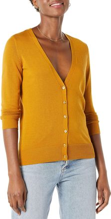 Amazon Essentials Damen Leichter Cardigan mit V-Ausschnitt (in Übergröße erhältlich), Karamell, XXL