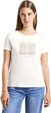 Street One Damen 3227671 Artwork Shirt mit Turn-Up, Off White, 44