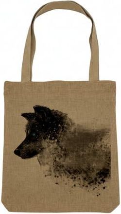 Fabulous Sac Shopping Tote Bag Aspect Lin - Magnifique Loup Yeux Bleu Peinture Art Animaux Sauvages - Sac de Courses Toile Epaisse 360g Beige Naturel Cabas Por