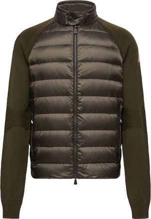 Moncler Moncler Cardigan Matelass&eacute; Zipp&eacute; En Laine M&eacute;lang&eacute;e, Homme, Vert, Taille: 3xl