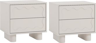 Vente-Unique 2er Set Nachttische - 2 Schubladen - MDF - Beige - ANEZA
