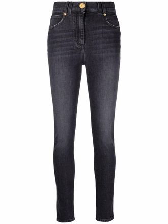 Balmain jean &agrave; taille haute - Noir