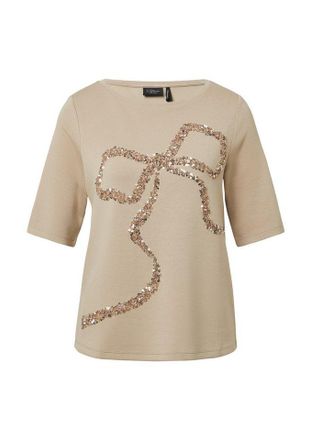 s.Oliver Kurzarmshirt T-Shirt Viskose-T-Shirt im Relaxed Fit mit Pailletten