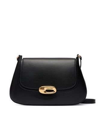 Calvin Klein Handtasche Hardware Flap Medium Crossbody LV04F3401G Schwarz
