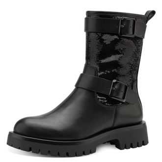Tamaris Damen Biker Boots, Frauen Stiefeletten,TOUCHit-Fu&szlig;bett,uebergangsschuhe,uebergangsstiefel,flach,Boots,Stiefel,Bootee,Black,37 EU