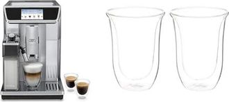 DeLonghi PrimaDonna Elite Experience ECAM 656.85.MS Kaffeevollautomat & DLSC312 Doppelwandiges Thermoglas Latte Macchiato, Durchsichtig,330 milliliters, 2 St&uuml;c
