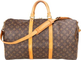 Louis Vuitton Crossbody Bags - Louis Vuitton Canvas Monogram Keepall 50 Bandoulie - Gr. unisize - in Braun - für Damen