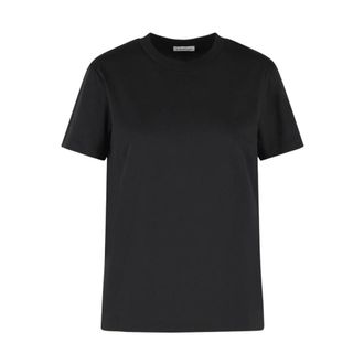 Moncler Femme, Tops, Noir, Taille: 38 FR T-shirt en coton avec logo brod&eacute;