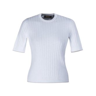 Moorer Femme, Pulls, Blanc, Taille: 40 FR Pull ras du cou Arlette SI5