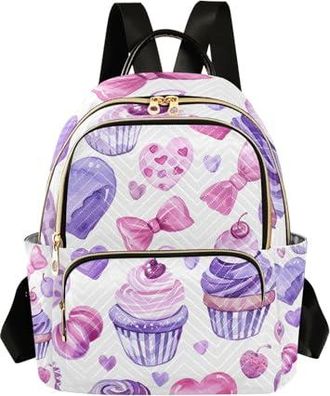 Mnsruu Mini sac à dos pour femme, motif coeur, bonbons, cupcakes, petits sacs à dos tendance pour femmes, sac à dos décontracté, Multi340, S