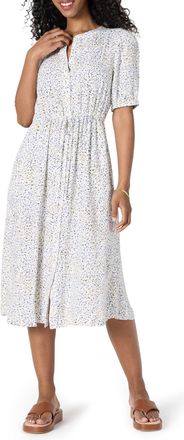 Amazon Essentials Damen Relaxed Fit Halbarm Tailliert Midi A-Linie Kleid Off-White Konfettidruck Medium