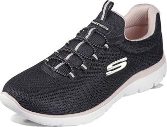 Skechers Baskets Summits Artistry Chic pour Femme, Bordure en Maille Noire Rose Clair, 41 EU