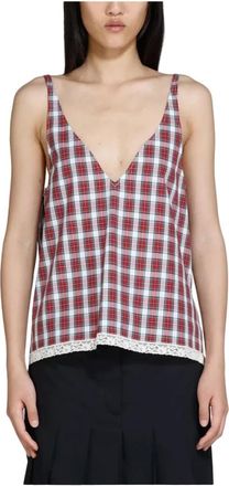 N&deg;21 Femme, Tops, Rouge, Taille: 42 FR D&eacute;bardeur &agrave; Carreaux D&eacute;collet&eacute;