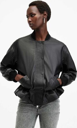 AllSaints Sofi - Bomberjacke aus Leder in Schwarz