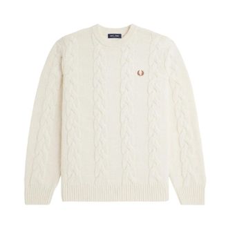 Fred Perry Homme, Pulls, Beige, Taille: L Pull Crème