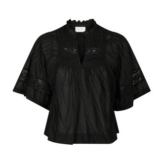 Neo Noir Elegante schwarze Bluse mit Stickereidetails - - Blouses & Shirts - Damen - Schwarzk - 2XL
