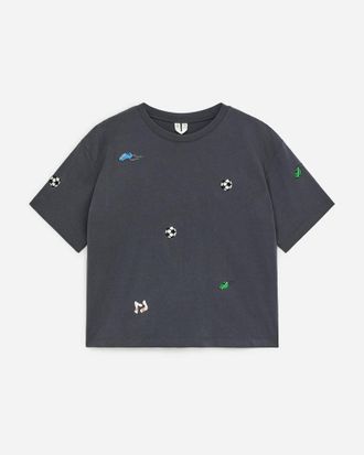 Arket Besticktes T-Shirt -Grau