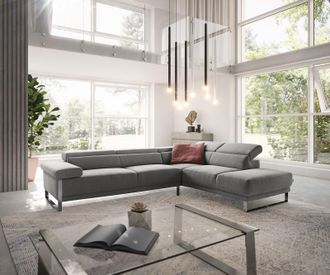 W.Schillig Ecksofa Floyd 300x230 Silbergrau Ottomane rechts Kopfteilverstellung by W. Schillig, Ecksofas