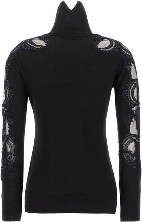 Ermanno Scervino Virgin Wool with Lace Inserts Sweater - Black