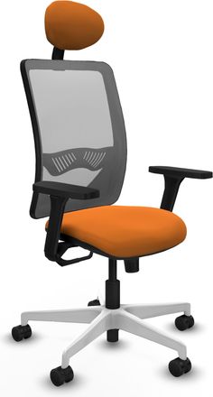 Piqueras y Crespo B&uuml;rostuhl Zulema mit 3D-Armen, h&ouml;henverstellbare Lendenwirbelst&uuml;tze und festes Kopfteil, ausgestattet mit 3 Positionen und Schneidschaum, Grau/Orange