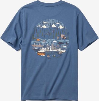 Knowledge Cotton Apparel Herren vegan T-Shirt Back Print Vintage Indigo