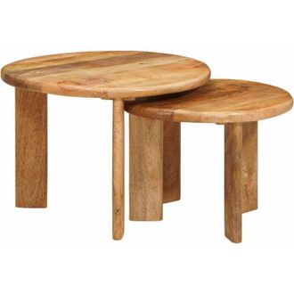 vidaXL vidaXL Tables basses gigognes 2 pcs Marron Bois de mangue massif