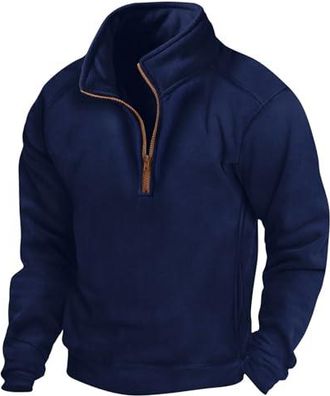 Generico Pull &agrave; capuche en polaire pour homme | Sweatshirt militaire &agrave; demi-fermeture &eacute;clair | Vestes en polaire tactique pour le plein air, pulls de combat, c