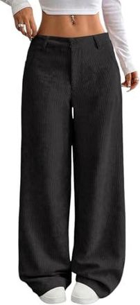 Generic Pantalon en velours c&ocirc;tel&eacute; pour femme - Taille &eacute;lastique - Jambes larges - Pantalon de loisirs &eacute;lastique - Pantalon haut confortable - Pantalon palazz