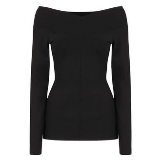 Stella McCartney Lang&auml;rmeliges Oberteil mit geradem Ausschnitt - - Tops - Damen - Schwarzk - S