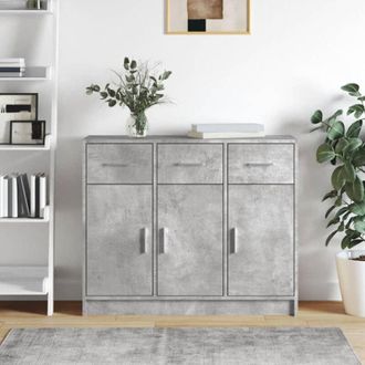vidaXL Vidaxl - Buffet gris b&eacute;ton 91x28x75 cm - Bois ding&eacute;nierie r&eacute;sistant &agrave; lhumidit&eacute; - Grand espace de rangement - Facile &agrave; nettoyer