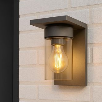 CGC Lighting Wandleuchte für den Außenbereich, modern, wetterfest, Außentür, Terrasse, wetterfest, rauchiger Diffusor (dunkelgraue Laterne)