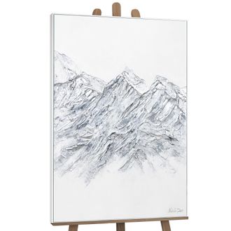 Yohji Yamamoto Art XXL Abstrakt Acryl Gem&auml;lde auf Leinwand mit Rahmen Zugspitze II handgemalte Wandbilder Wohnzimmer modern Wohndekor Berge Bilder echte Kunst