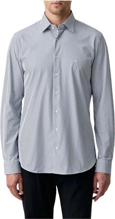 Michael Kors Chemise ray&eacute;e extensible Performance - Homme - Chemises - Bleu - Taille: XL