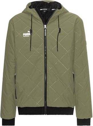 Puma Workwear Veste dhiver pour homme avec capuche et motif matelass&eacute; - Doublure chaude - Avec cordon de serrage - Veste de travail robuste et r&eacute;sistante p