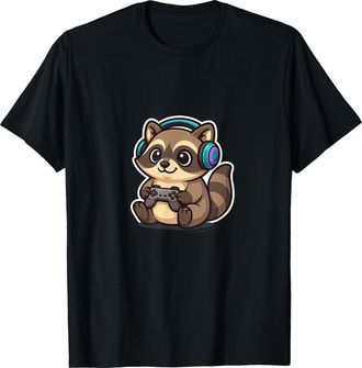 Hello Kitty Gaming Waschb&auml;r mit Headset und Controller im Comic Stil Art T-Shirt