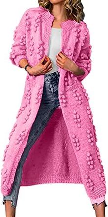 Onsoyours Gilet Femme Hiver Cardigan Long Ouvert Épais Manches Longues Pull Chaud Casual Manteau Sweater Chandail Outwear Épais Blouson Gilet Grosse Maille Fuch